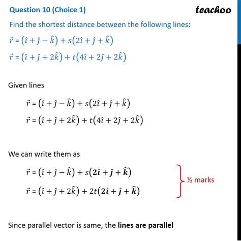 [term 2 class 12] find the shortest distance between lines r i j k