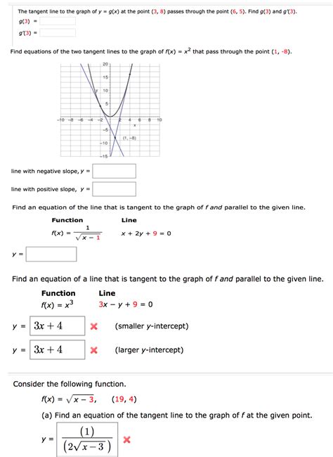 solved the tangent line to the graph of y g x at the