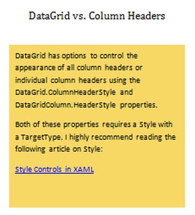 Mastering WPF DataGrid In A Day Hour 3 DataGrid Header