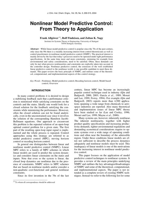 pdf nonlinear model predictive control from theory to application