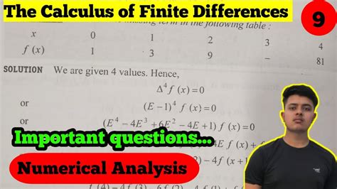 The Calculus Of Finite Differences Difference Table Questions Lec 9