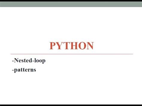 Python Nested Loop With Patterns YouTube