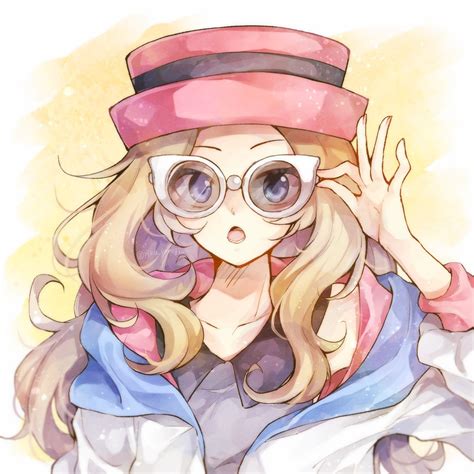 Safebooru 1girl Adjusting Eyewear Artist Name Blonde Hair Collarbone Collared Shirt Commentary