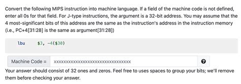solved convert the following mips instruction into machine