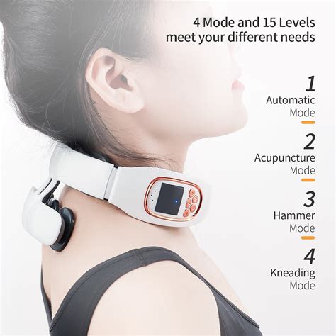 Smart Electric Neck And Back Pulse Massager 6 Heads Tens Wireless Heat Cervical Vertebra Relax