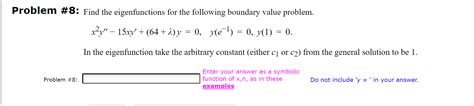solved problem 8 find the eigenfunctions for the following