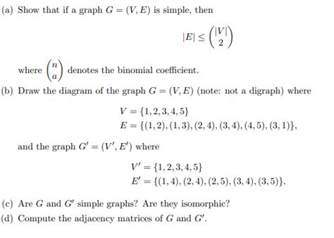 solved a show that if a graph g v e is simple then e
