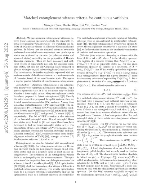 pdf matched entanglement witness criteria for continuous variables