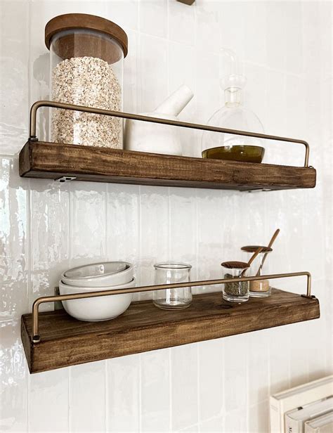 Diy Minimal Shelf With Brass Gallery Rail Grace Oaks Designs Diy Kitchen Shelves Shelves