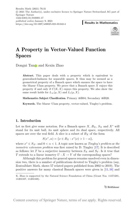 a property in vector valued function spaces request pdf