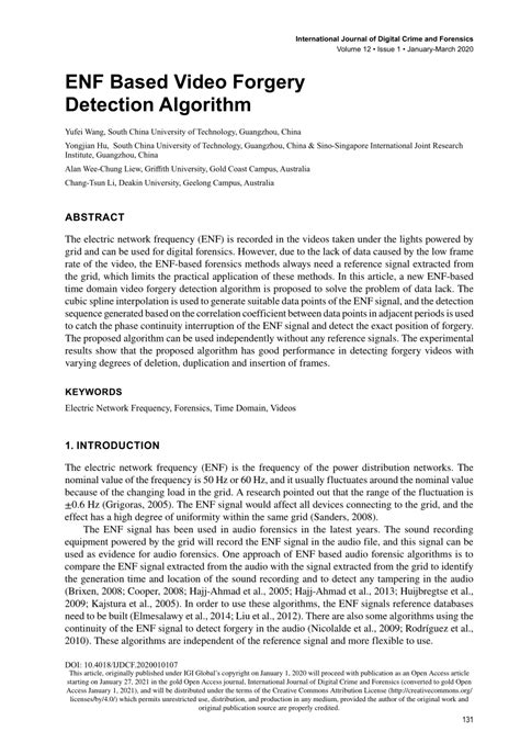 pdf enf based video forgery detection algorithm
