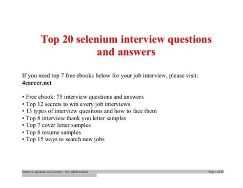 top 20 selenium interview questions and answers pdf ebook free downlo…
