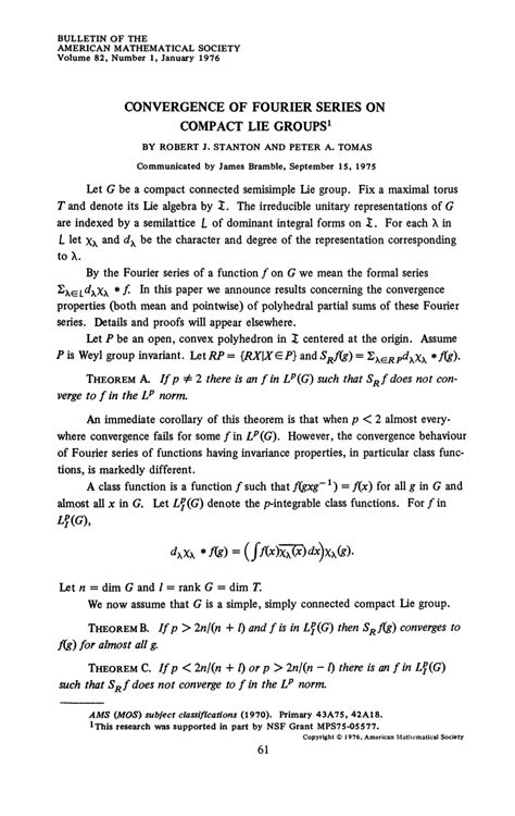 pdf convergence of fourier series on compact lie groups