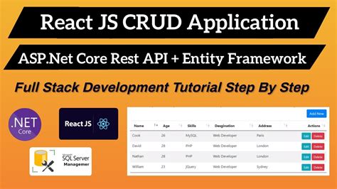 react js crud application asp core web api entity framework sql server youtube