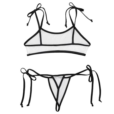 Sexy Female Erotic Micro Mini Bikini Set Women Swimming Bathing Suit Adult See Through Mesh