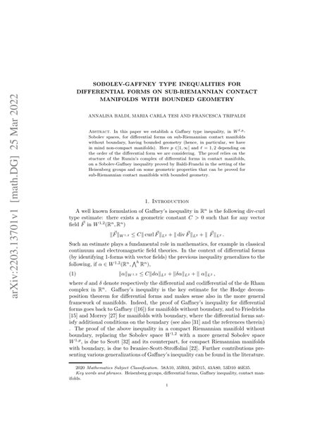 pdf sobolev gaffney type inequalities for differential forms on sub riemannian contact