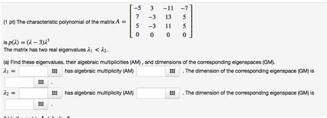 solved the characteristic polynomial of the matrix a the