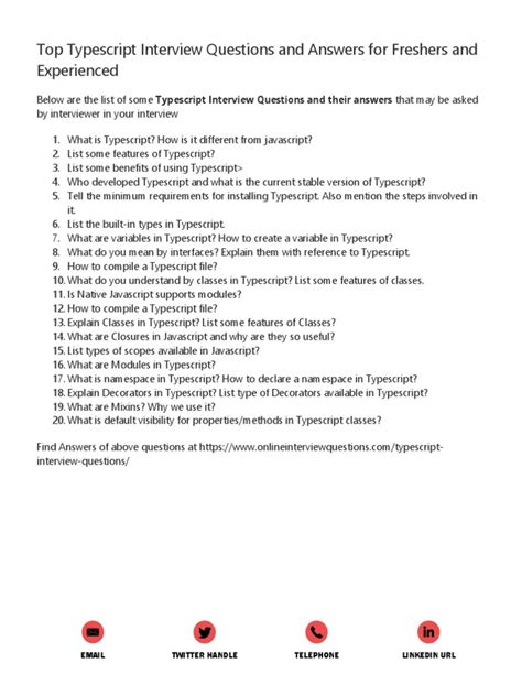 Top Typescript Interview Questions And Answers For Freshers And Experienced Pdf