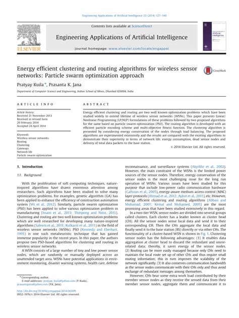 pdf energy efficient clustering and routing algorithms for wireless sensor networks particle