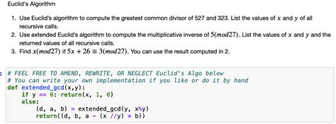 solved euclid s algorithm 1 use euclid s algorithm to