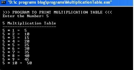 C PROGRAMS BLOG C Program To Print Multiplication Table Of A Given Number