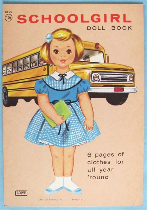 Vintage Schoolgirl Paper Doll Book 10¢ 1855 Lowe 1963 Unused Uncut 1863189637