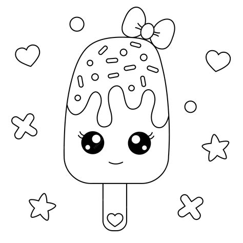 Premium Vector Sweet Ice Cream Coloring Page Kawaii Icecream Vector Illustration Cartoon