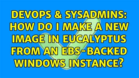 DevOps SysAdmins How Do I Make A New Image In Eucalyptus From An EBS