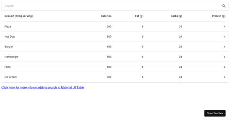 Material Ui Table Search Demo Forked Codesandbox