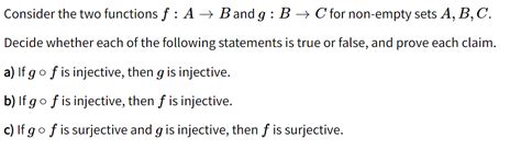 solved consider the two functions ƒ a → b and g b → c