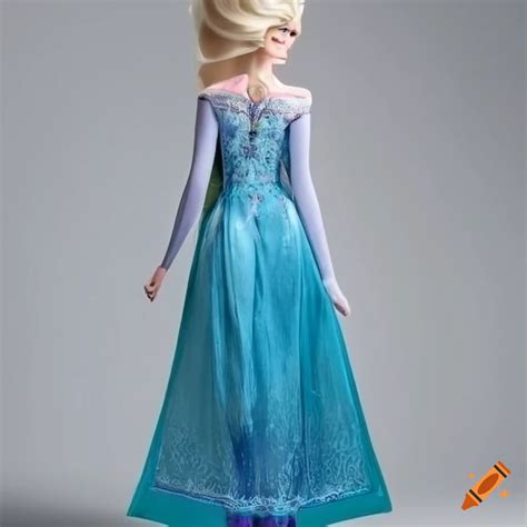 Detailed Full Body View Of Elsa Standing With Her Back Facing The Camera On Craiyon