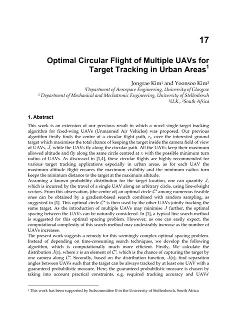 pdf optimal circular flight of multiple uavs for target tracking in urban areas