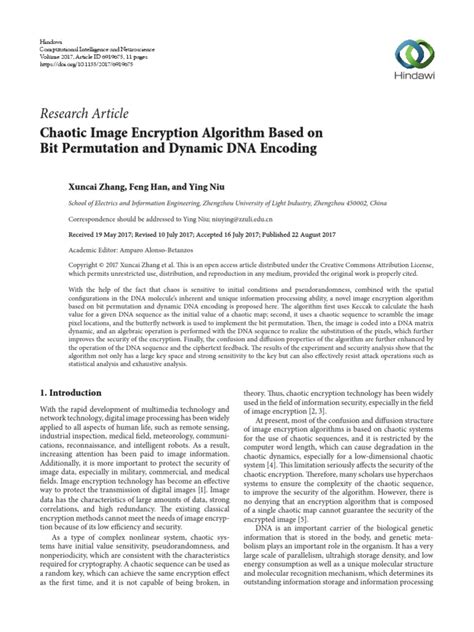 research article chaotic image encryption algorithm based on bit permutation and dynamic dna