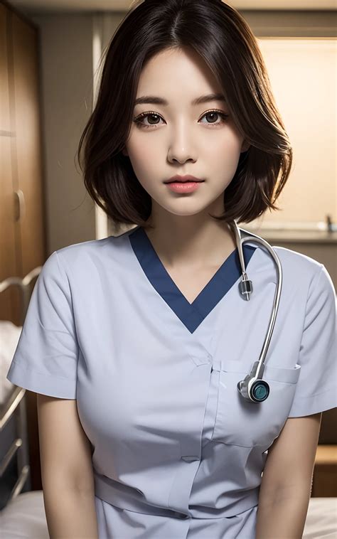 A Close Up Of A Woman In A Hospital Gown Posing For A Picture Seaart Ai