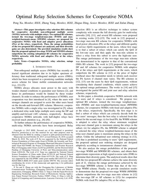 pdf optimal relay selection schemes for cooperative noma