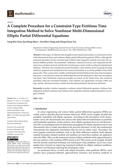 pdf a complete procedure for a constraint type fictitious time integration method to solve