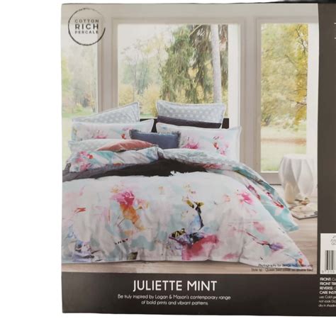 Logan And Mason Juliette Mint Qs Reversible Quilt Coverpillowcase Set Brand New