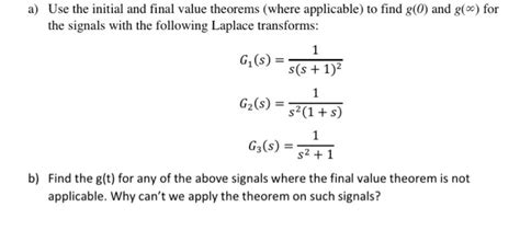 solved a use the initial and final value theorems where