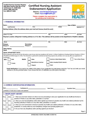 Certified Nursing Assistant By Endorsement Florida Board Of Nursing