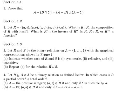 solved 1 prove that a− b∩c a−b ∪ a−c section 1 2 2 let