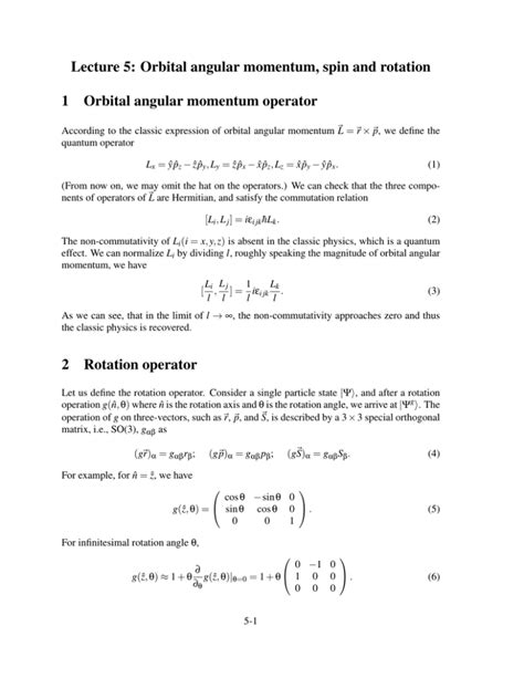 lecture 5 orbital angular momentum spin and rotation 1