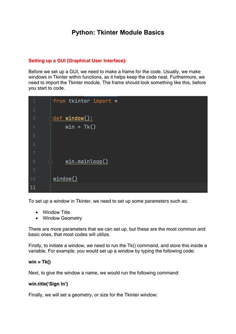 SOLUTION Python Tkinter Module Basic Guide Studypool