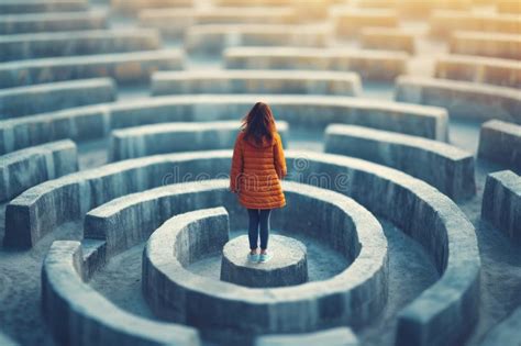 Person Navigating A Maze Or Labyrinth Symbolizing Problem Solving And