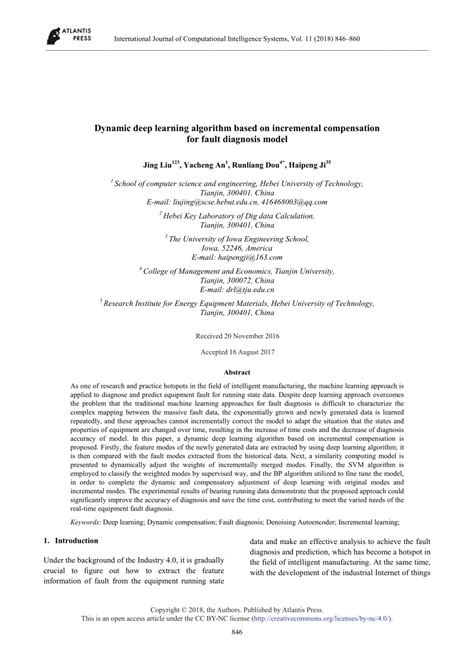 pdf dynamic deep learning algorithm based on incremental compensation for fault diagnosis model