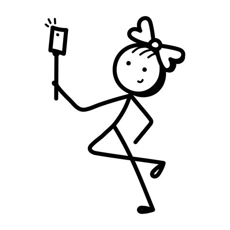Stick Figure Taking Selfie Hand Drawn Icon 7569777 Vector Art At Vecteezy