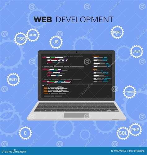 web development infographic programming and coding concept stock vector illustration of