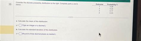 Solved Consider The Discrete Probability Distribution To