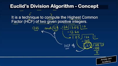 1 concept of euclid s division algorithm youtube