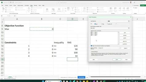 solving lpp with excel solver youtube