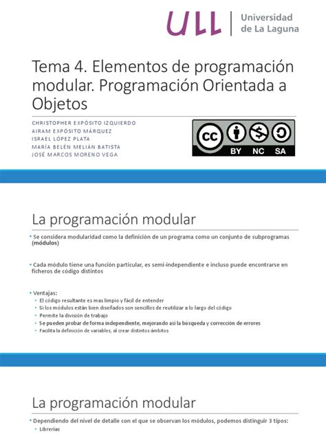 tema 4 elementos de programación modular programación orientada a objetos pdf programación